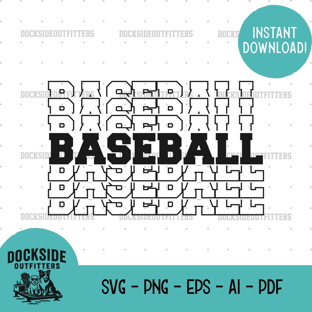 Collegiate Stacked Outline Font SVG, Baseball Sports Team School Design ...