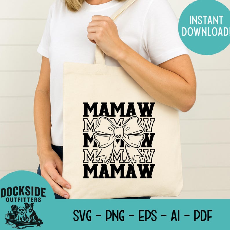 Mamaw Bow Stacked Text PNG SVG, Instant Digital Design for Cricut ...