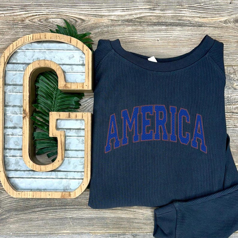 America Applique Embroidery Design, Zigzag Edge Style, Bundle Sizes ...