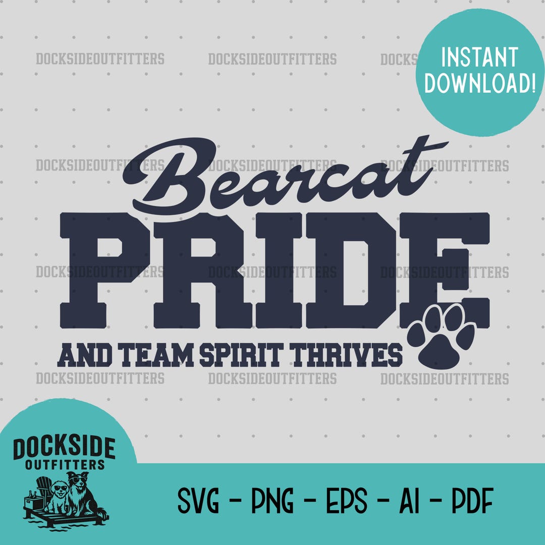 Bearcat Pride Mascot Design, School Spirit Team SVG, PNG, EPS, Ai, Pdf ...