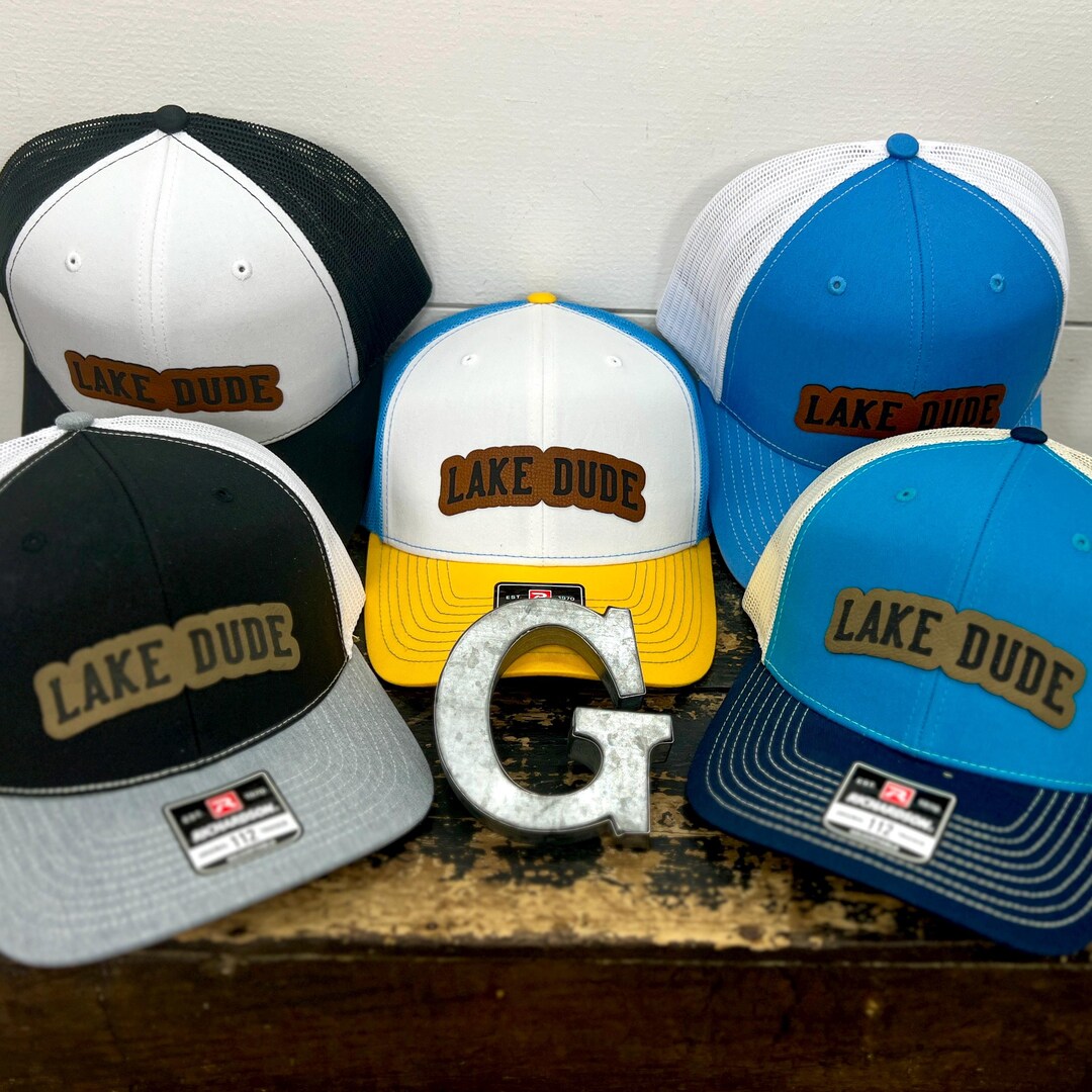 Lake Dude Snapback Hat: Leather Patch Trucker Cap - Etsy
