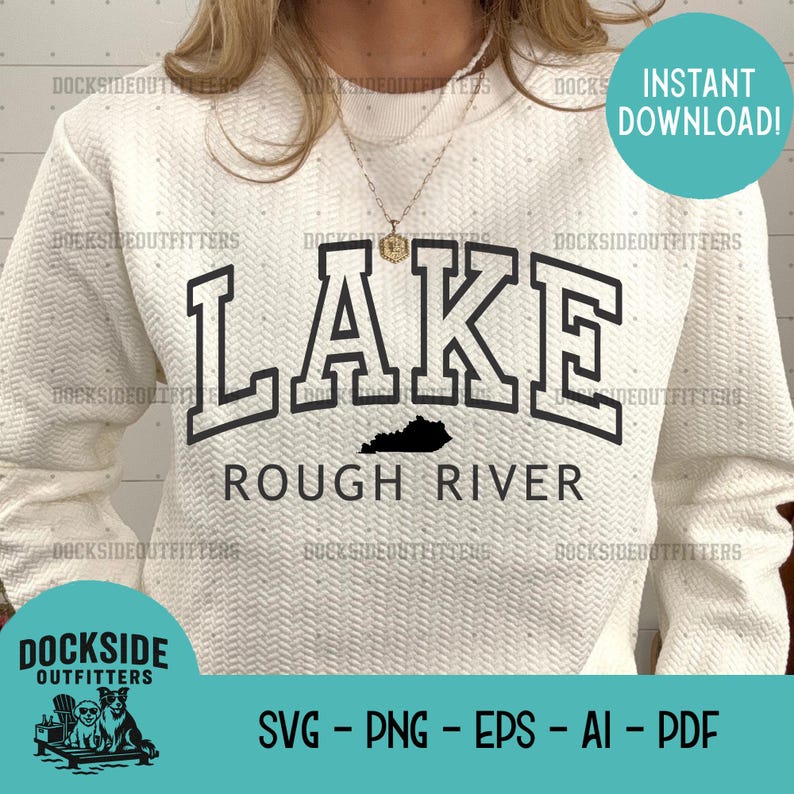 Rough River Lake Map SVG, Kentucky Lake Map Png, Digital Lake Outline ...