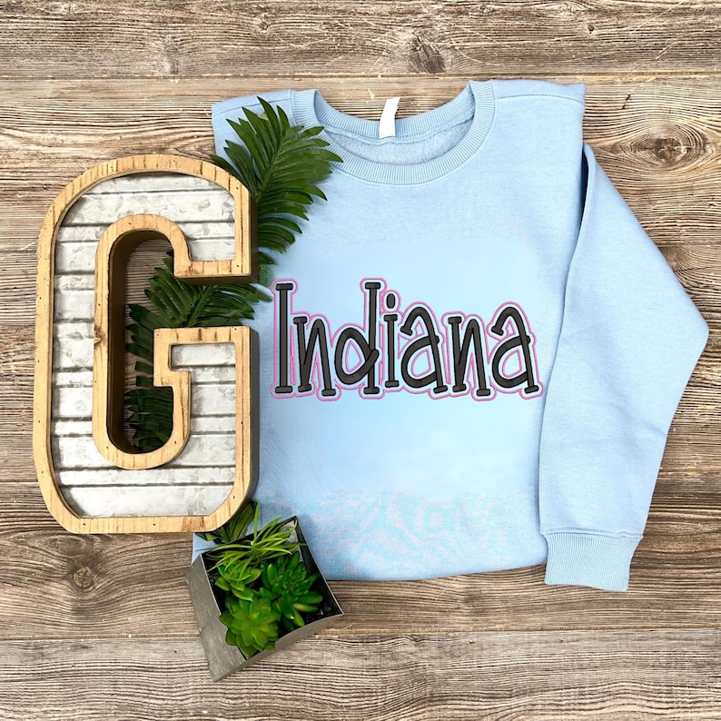Indiana 3D Puff Embroidery Design, Satin Stitch Outline (instant ...