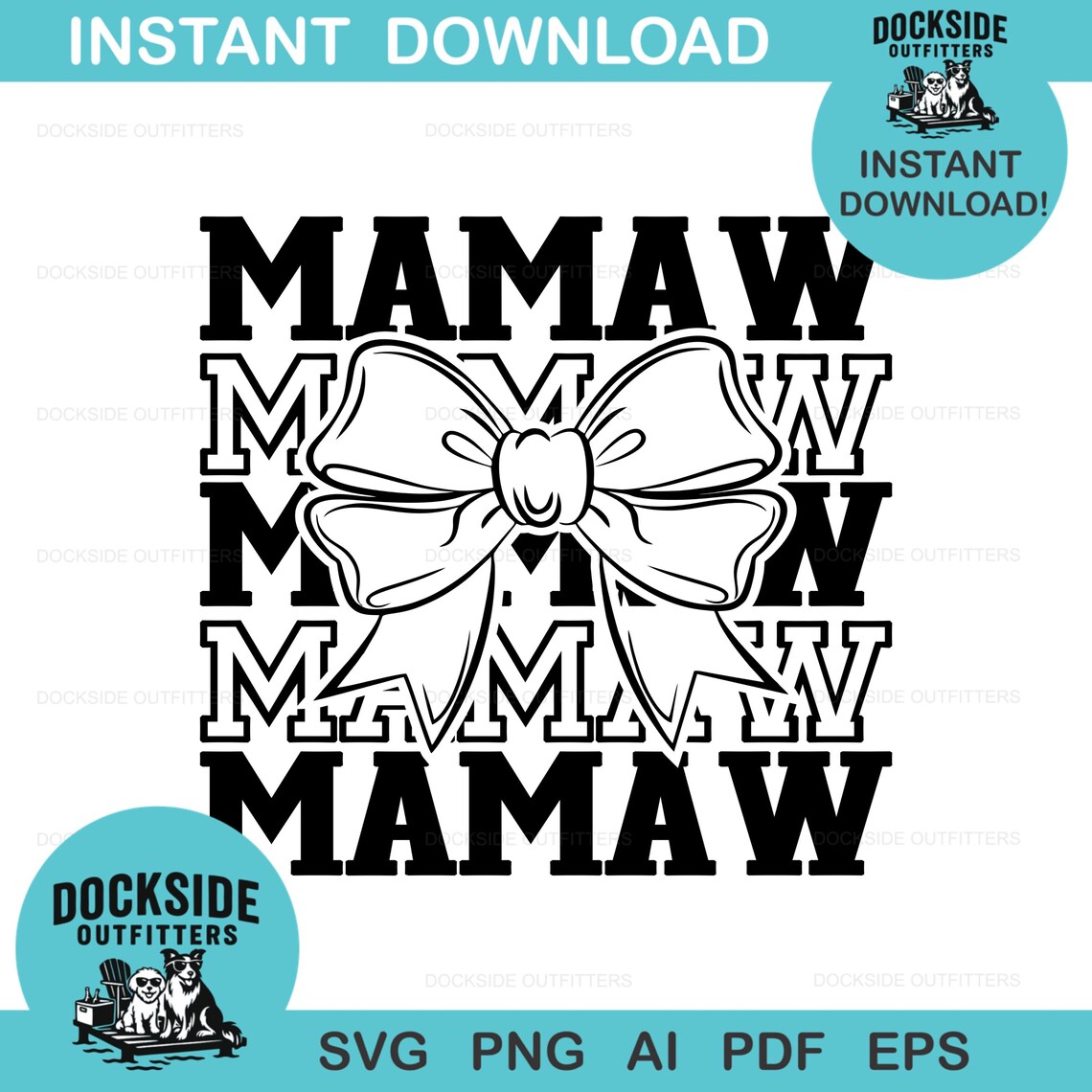 Mamaw Bow Stacked Text PNG SVG, Instant Digital Design for Cricut ...