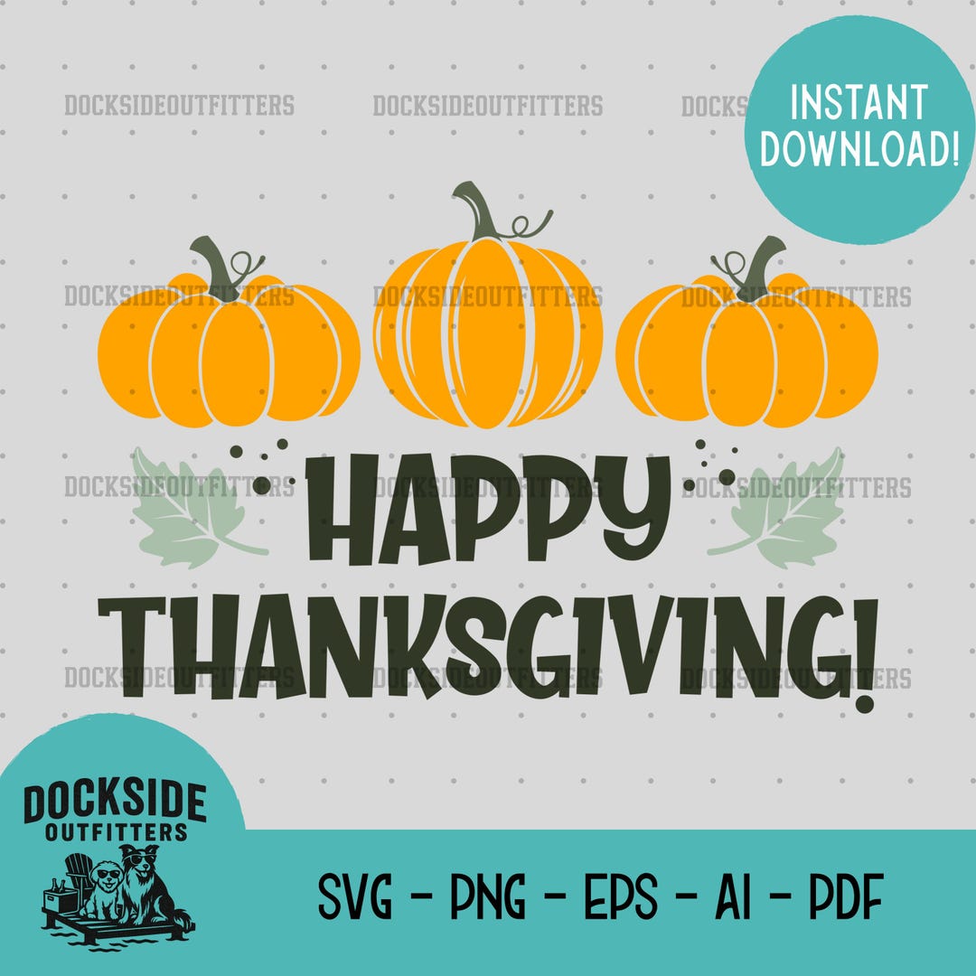 Happy Thanksgiving SVG: Fall Turkey, Pumpkin Clipart (digital Download ...