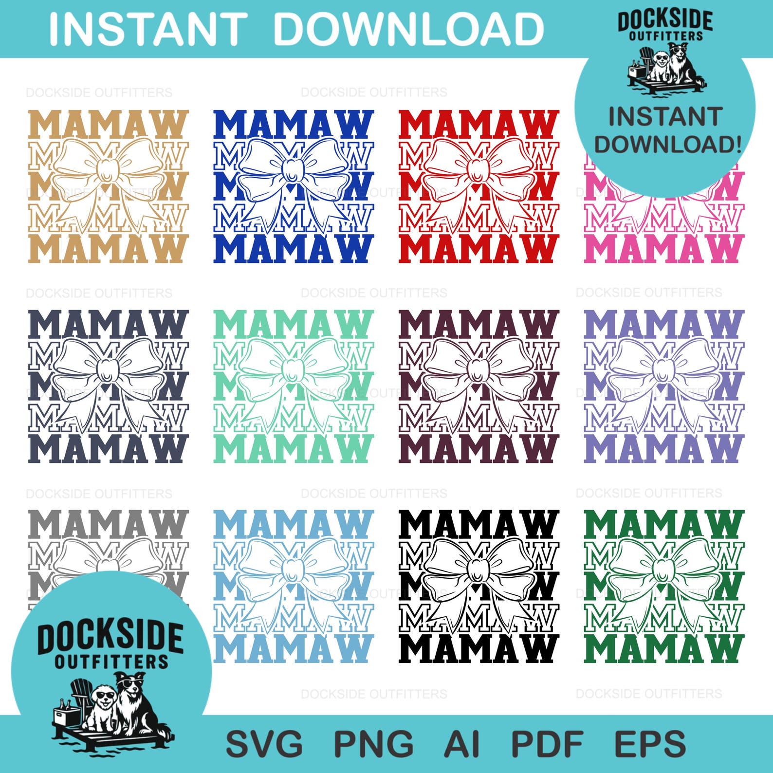 Mamaw Bow Stacked Text PNG SVG, Instant Digital Design for Cricut ...