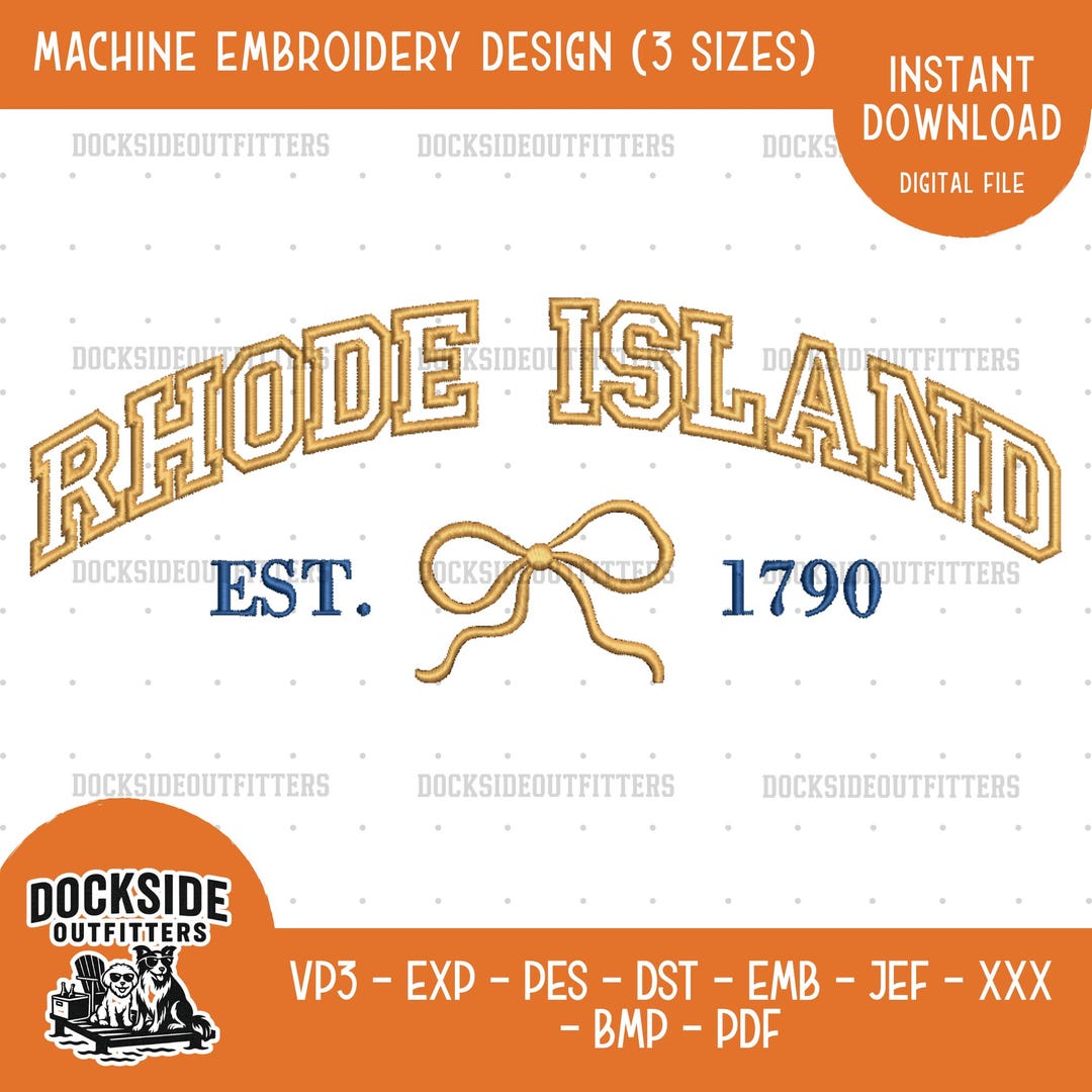 Rhode Island Embroidery Stitch | Collegiate Bow Outline | OR State ...