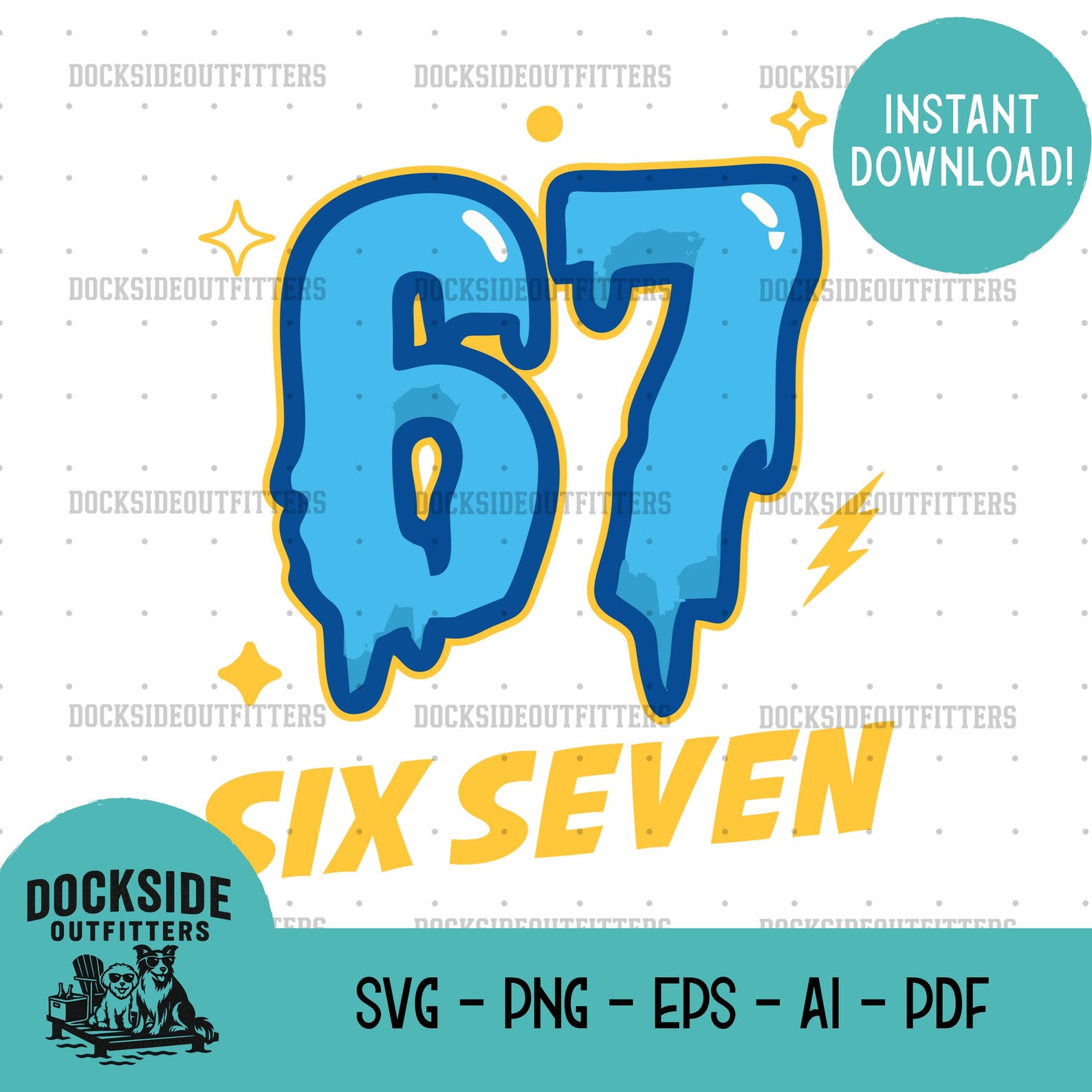 Six Seven 6 7 Electric SVG PNG, Lightning Bolt Digital Design, Bold ...