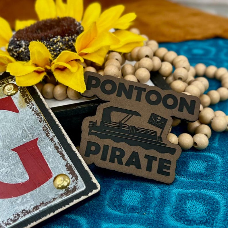 Lake Themed Leather Patch, DIY Laser Engraved Hat Patch, Custom Left ...