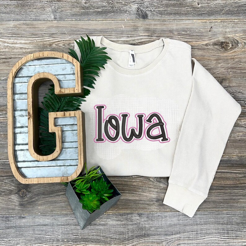 Iowa 3D Puff Embroidery Design, Satin Stitch Outline (instant Download ...