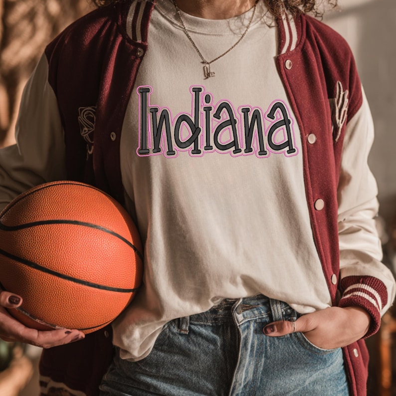 Indiana 3D Puff Embroidery Design, Satin Stitch Outline (instant ...