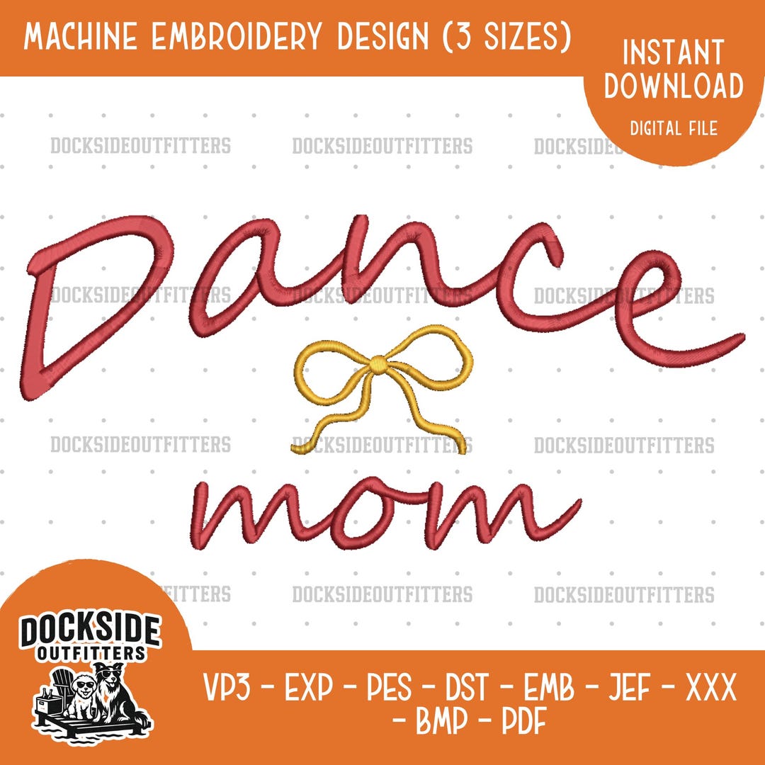 Dance Mom Embroidery Bow Design, Mom Cheer School Spirit Bundle Instant ...