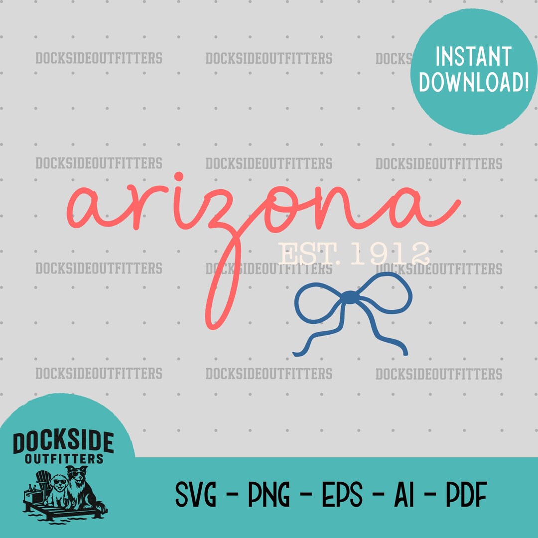 Arizona Bow SVG: EST Badge Outline (digital Download) Coquette Bow - Etsy