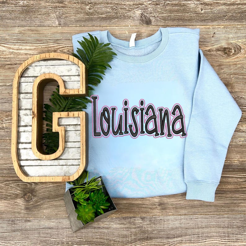 Louisiana 3D Puff Embroidery Design, 3D Puff Lettering, Satin Stitch ...