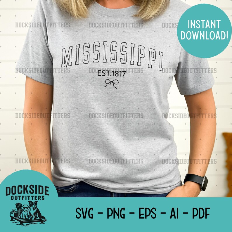 Mississippi Ribbon SVG, PNG Eps Ai Pdf, Outline EST Design, Digital Download for Cricut ...