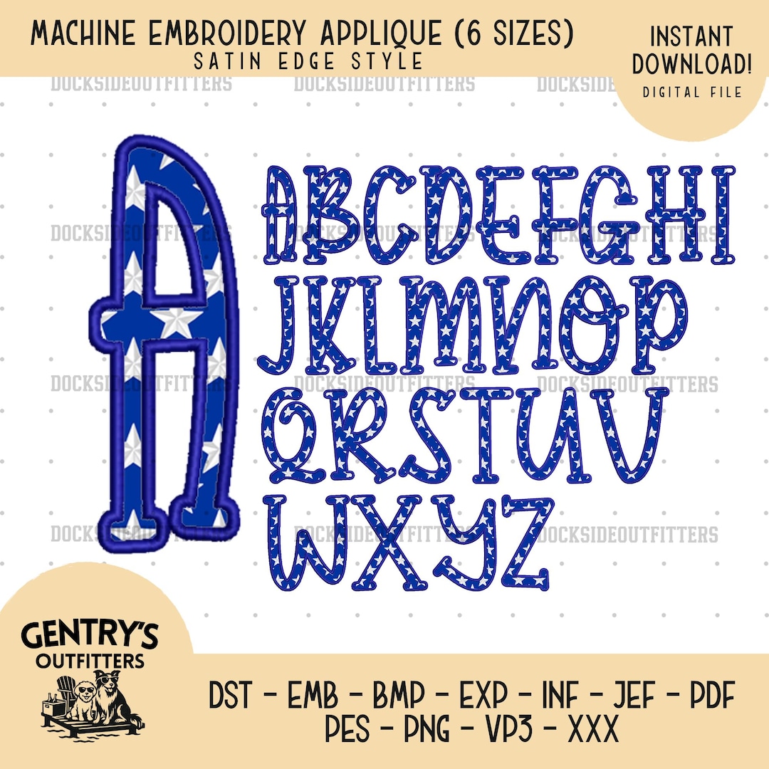 Kid Candy Alphabet Applique Embroidery Bundle, Satin Edge Letters ...