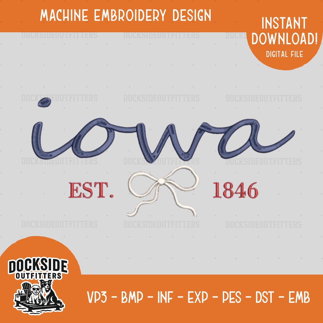 Iowa Embroidery Design Instant Download, State Outline Hoop Art, In-the ...