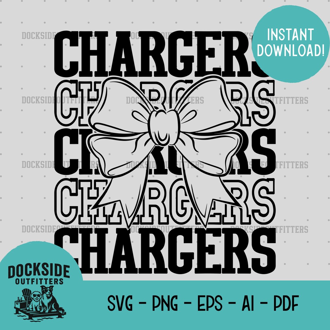Charger Bow Mascot SVG PNG Stack Design: School Spirit Download for ...