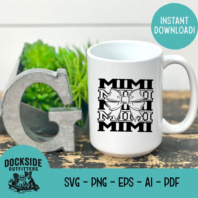 Mimi Bow SVG PNG, Stacked Text Instant Digital Design, Sublimation DTF ...