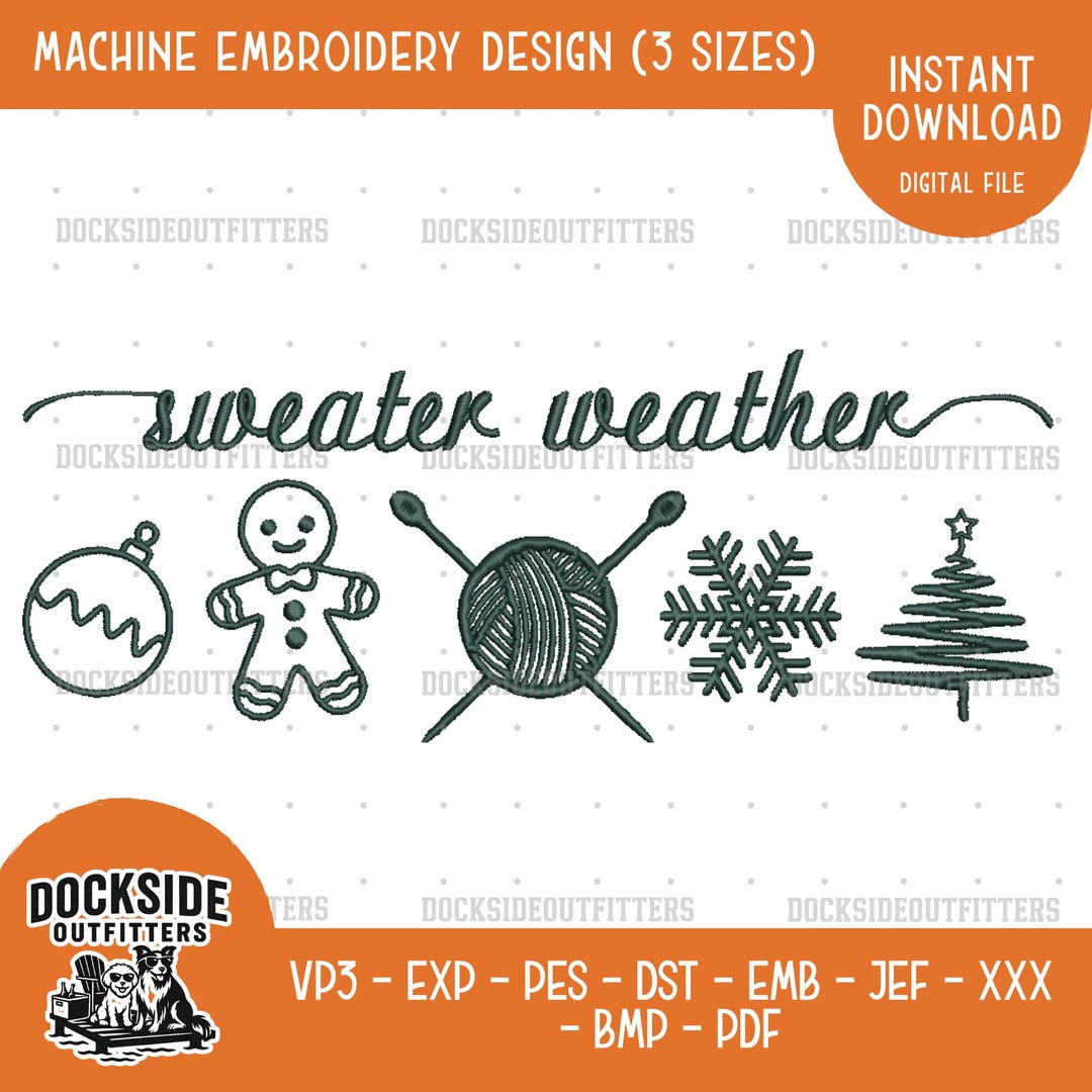 Sweater Weather Crochet Icons Embroidery, Winter Stitch Pattern Bundle ...