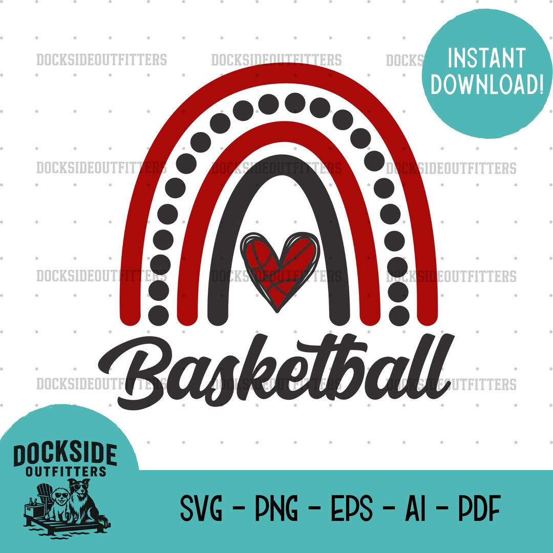 Rainbow Basketball Clipart – Instant Digital Download, Colorful Sports ...