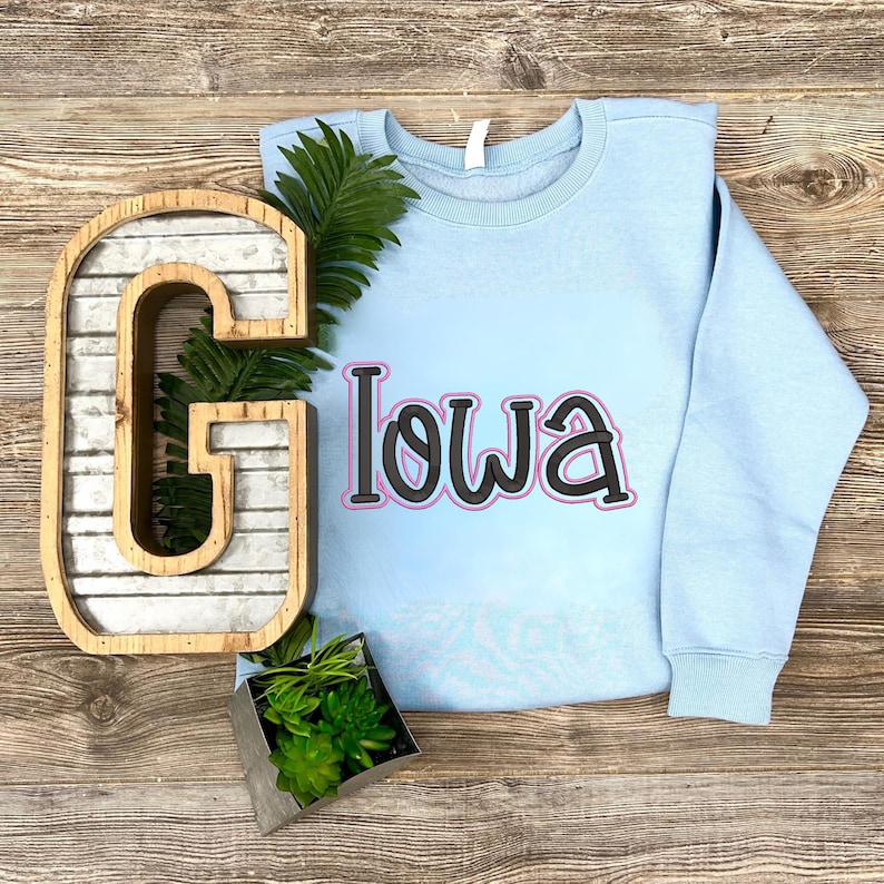Iowa 3D Puff Embroidery Design, Satin Stitch Outline (instant Download ...