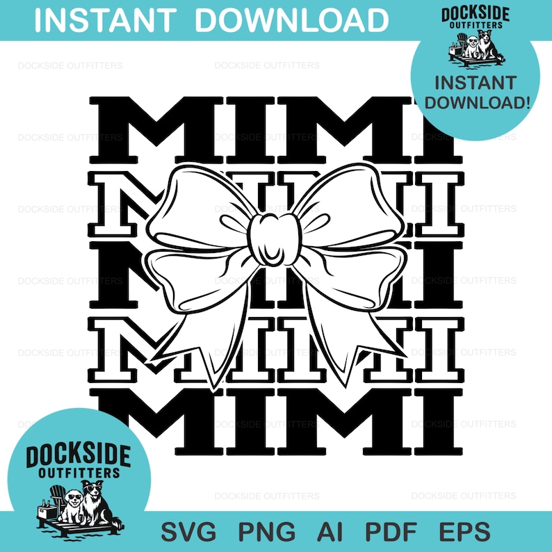 Mimi Bow SVG PNG, Stacked Text Instant Digital Design, Sublimation DTF ...