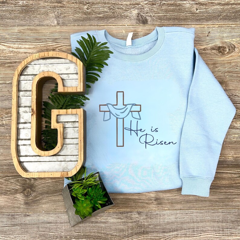 He is Risen Cross Embroidery Design, Easter Christian Stitch File ...