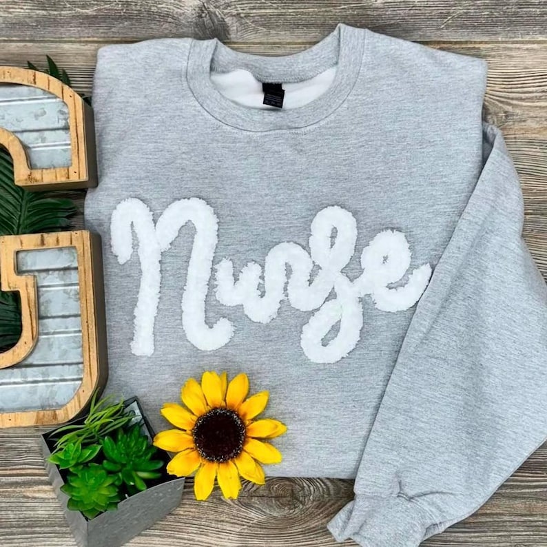 Nurse Chenille Yarn Script Font, 12.5 Inch Machine Embroidery Design ...