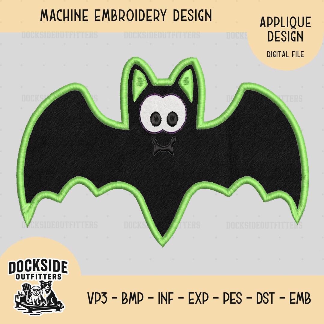 Halloween Bat Applique Embroidery Design, Bat Embroidery File ...