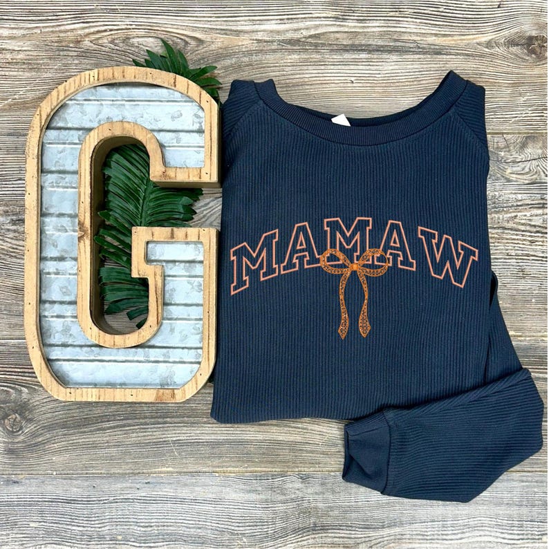 Mamaw Coquette Bow Embroidery Design, Arched Text Embroidery File ...
