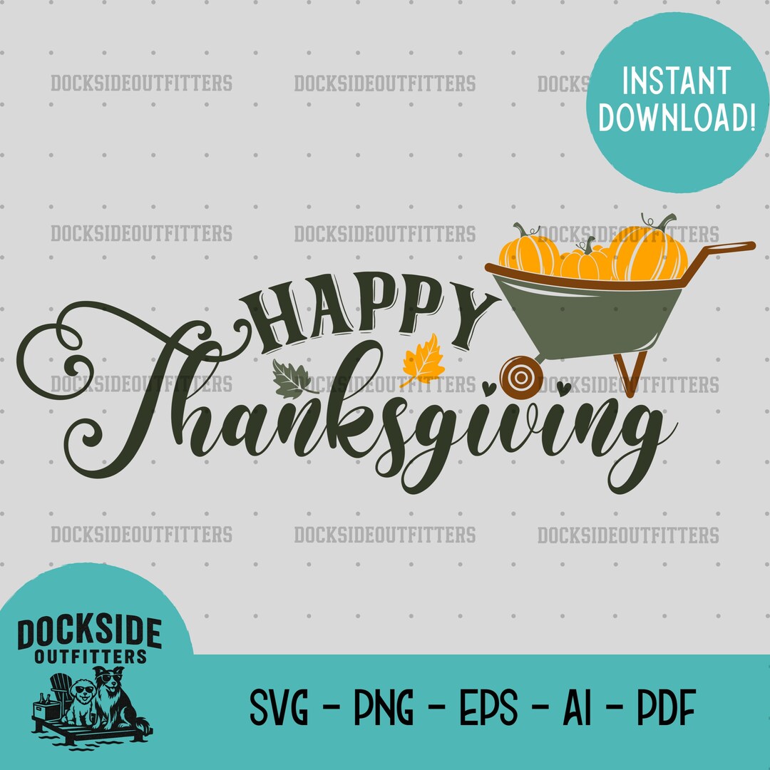 Happy Thanksgiving Clipart: Fall Pumpkin, Turkey SVG PNG (digital ...
