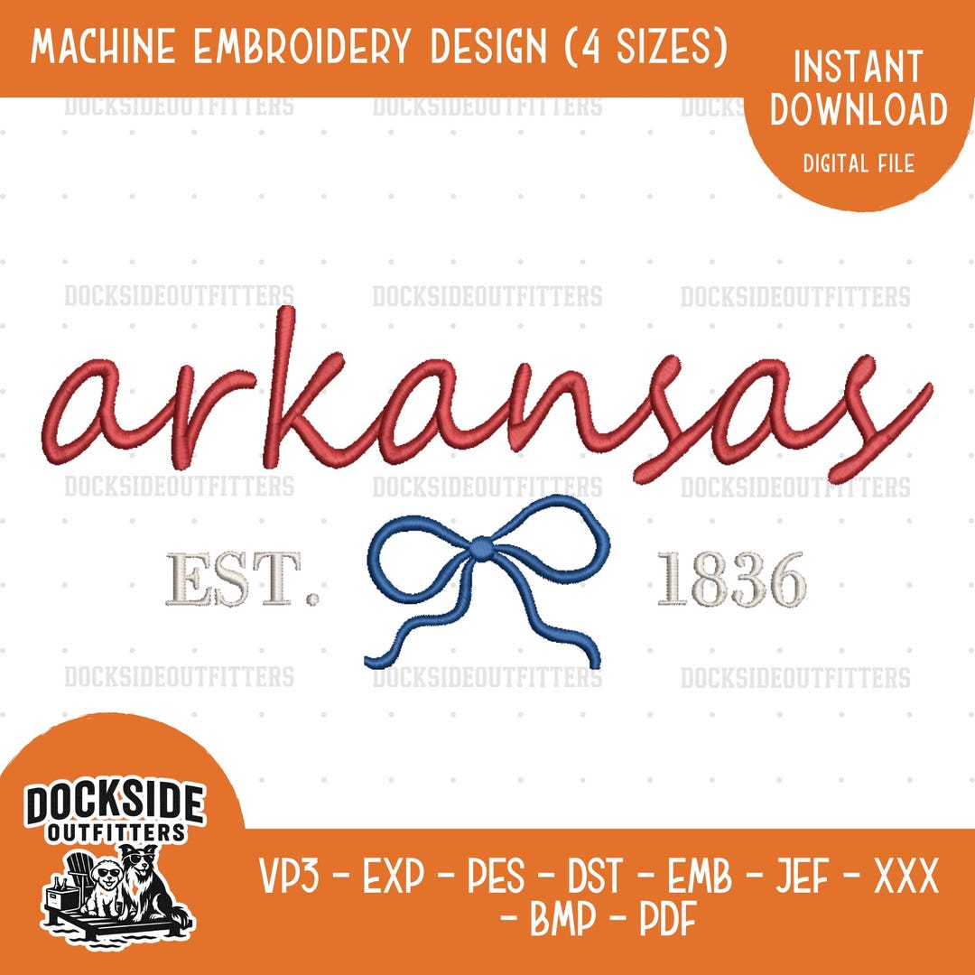 Arkansas Embroidery Design, Digital Machine Stitch Pattern, State Pride ...