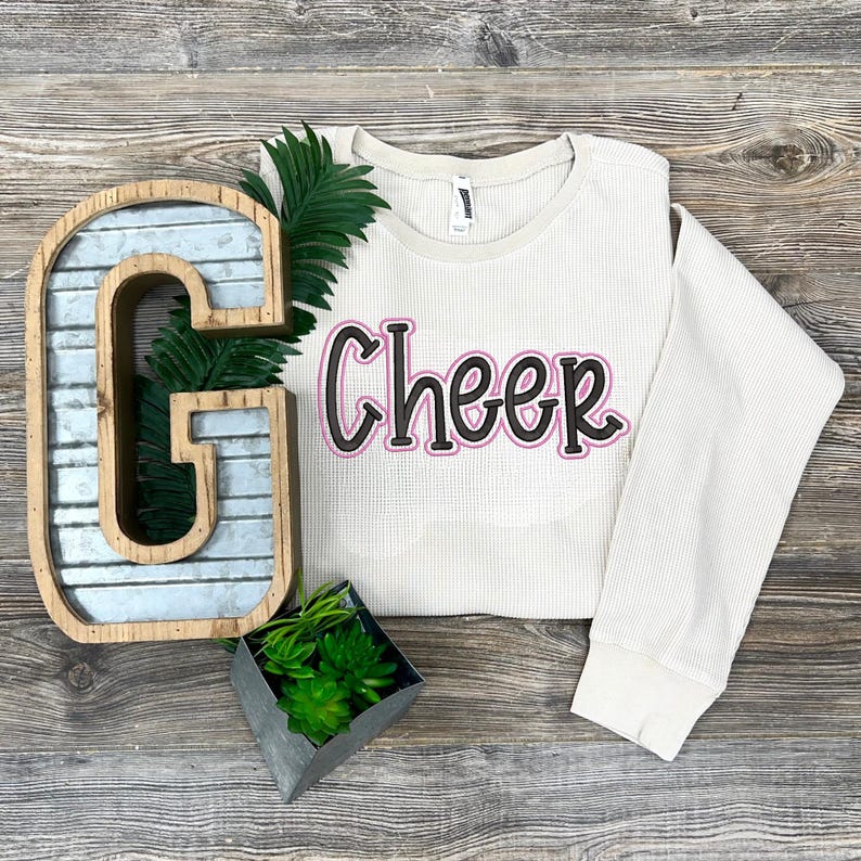 3D Puff Cheer Embroidery Design, Satin Stitch Outline, Sports Theme ...