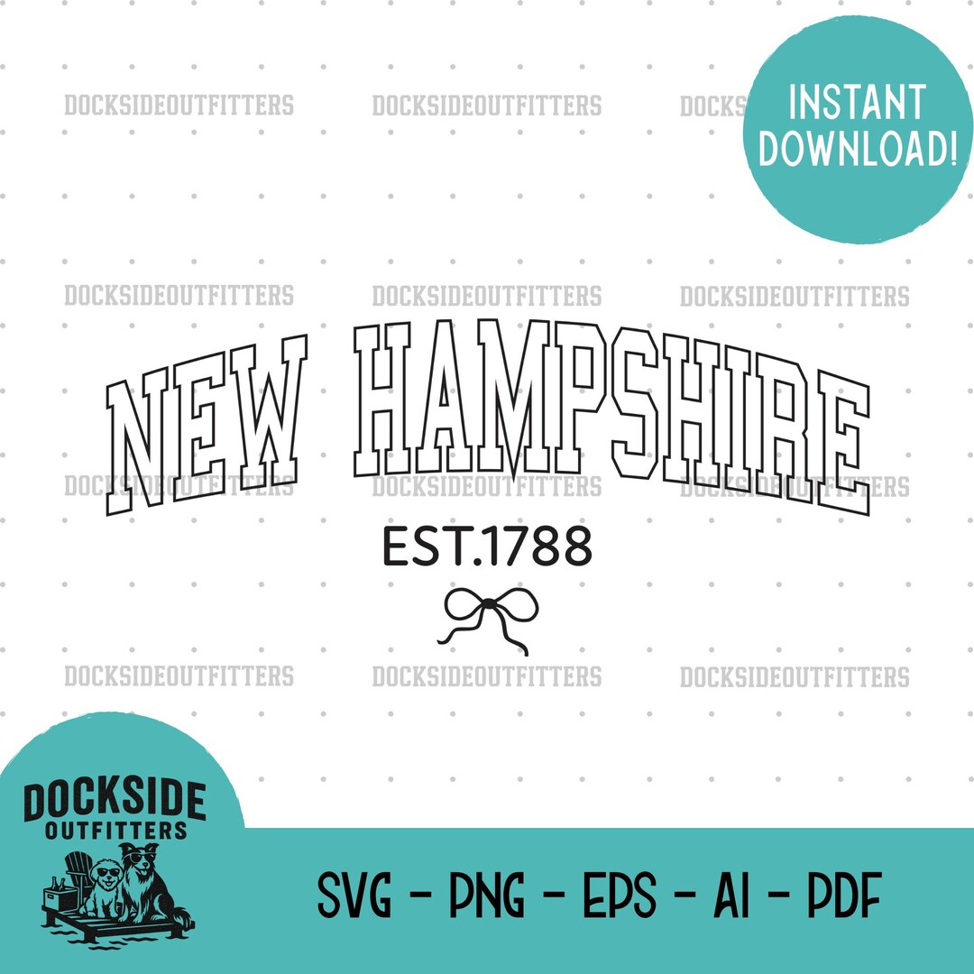 New Hampshire Ribbon Svg Est Outline Png, Digital Download EPS AI PDF ...