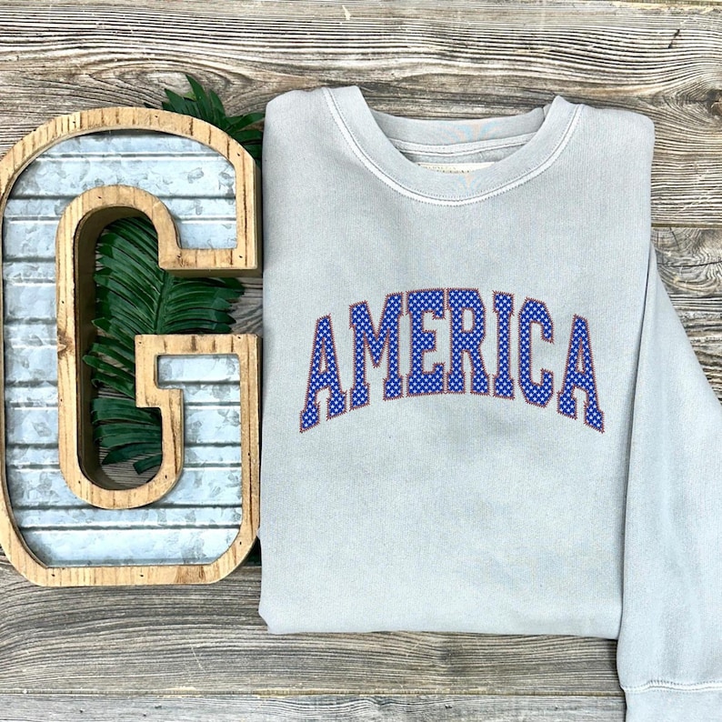 America Applique Embroidery Design, Zigzag Edge Style, Bundle Sizes ...