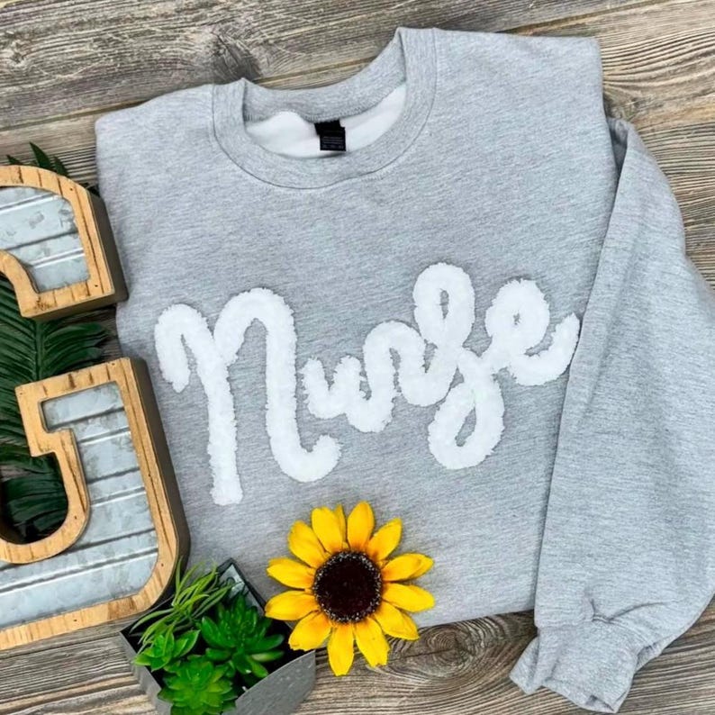 Nurse Chenille Yarn Script Font, 12.5 Inch Machine Embroidery Design ...