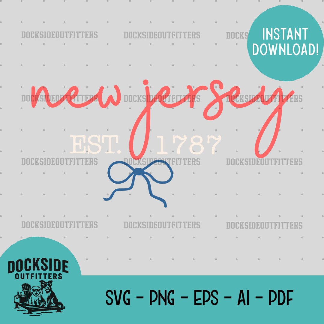 New Jersey State Ribbon Est Design, Svg, Png, Eps, Ai, Pdf, Digital ...