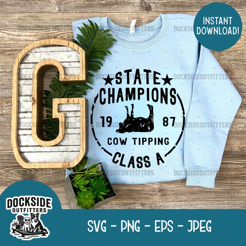 Funny Cow Tipping SVG: Farm Humor Clipart for Cricut (digital Download ...