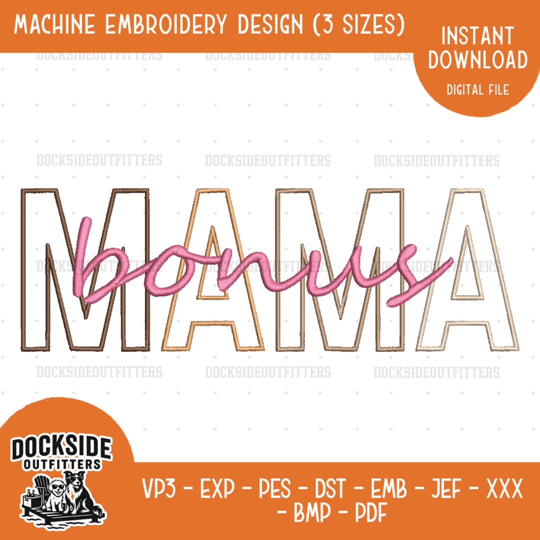 Bonus Mama Embroidery Design: Foster Step Surrogate Adoptive Mom ...