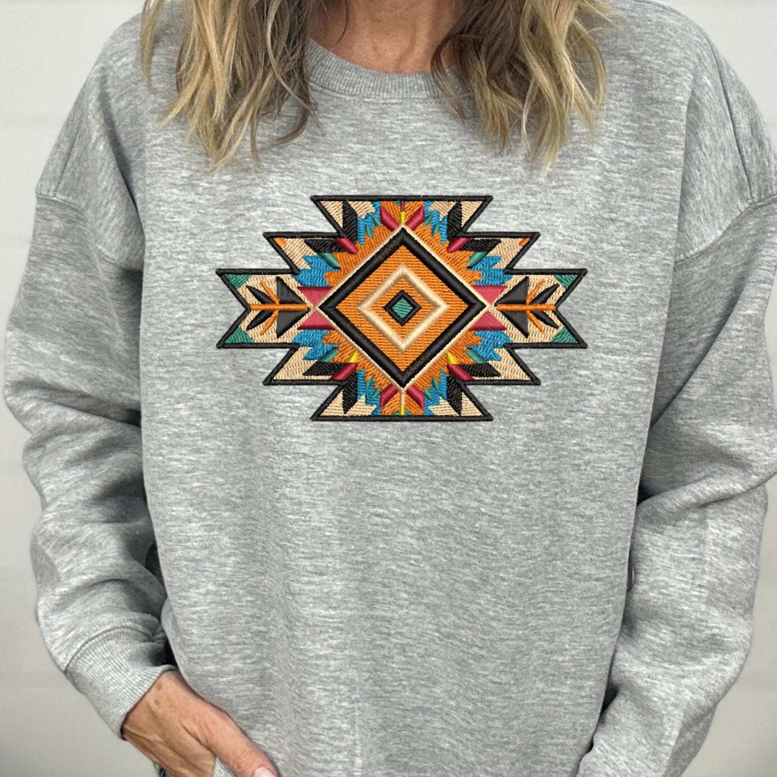 Aztec Pattern Embroidery Design, Tribal Stitch File Bundle 3 Sizes ...