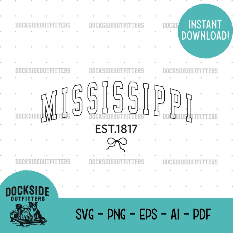 Mississippi Ribbon SVG, PNG Eps Ai Pdf, Outline EST Design, Digital Download for Cricut ...