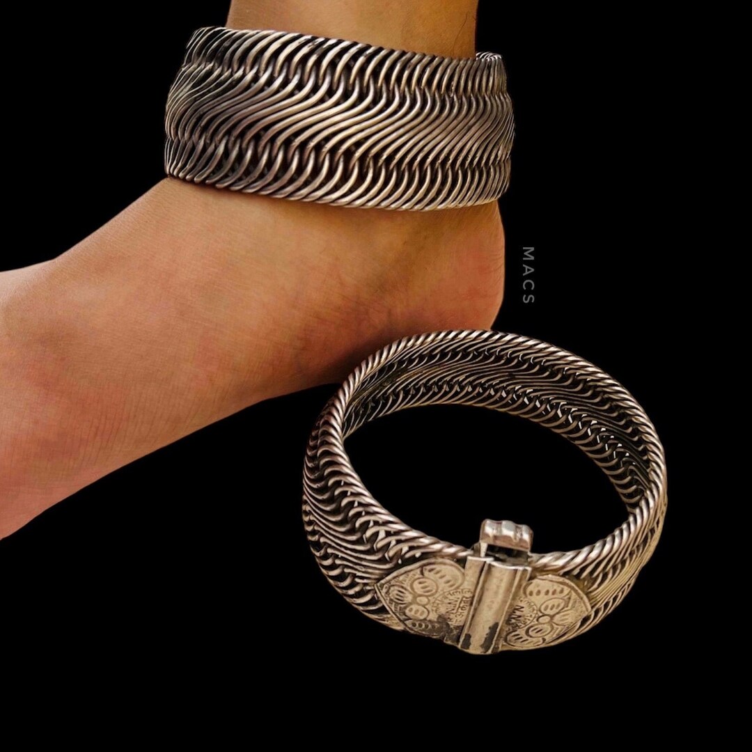 Vintage Silver Chain Anklet solid Silver Handmade Boho Anklet Pair ...