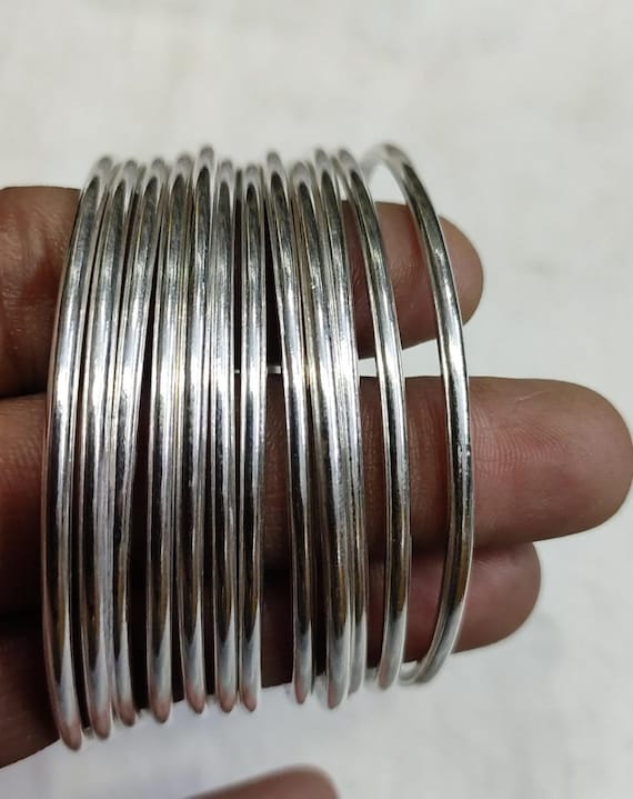 925 Sterling Silver Bangles Dainty Stackable Thin Silver Bangles Silver Plain Bangle Set Silver Stacking Bangles Indian Bangle Stack Set