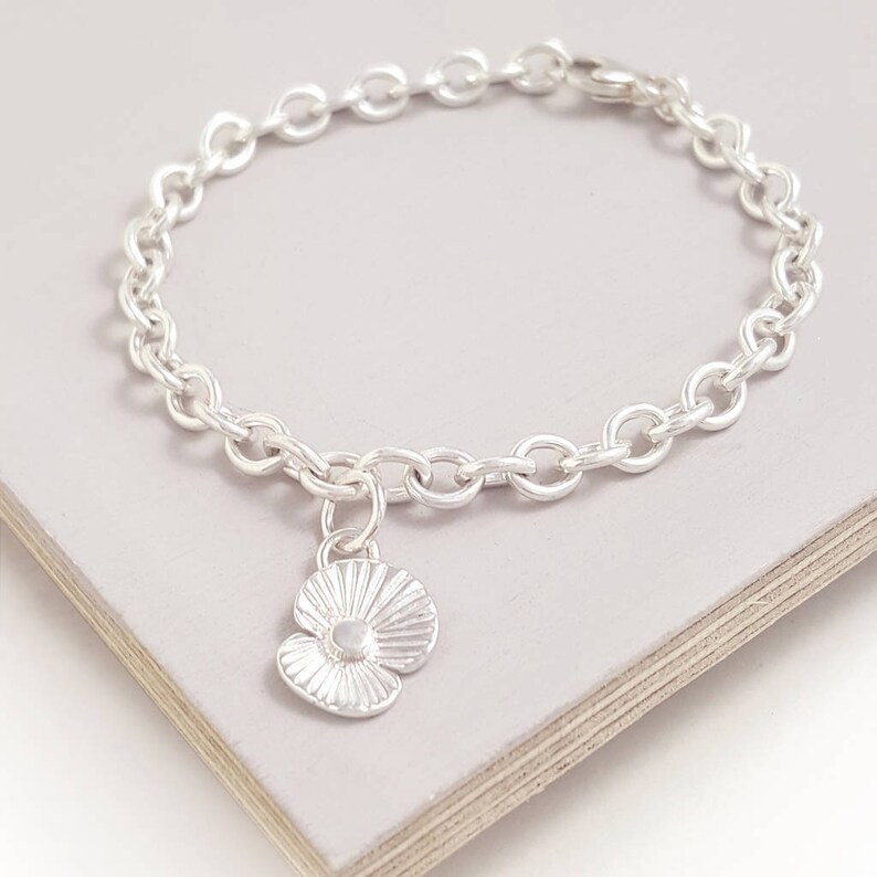 Sterling silver Poppy Charm Poppy Pendant Silver Poppy | Etsy