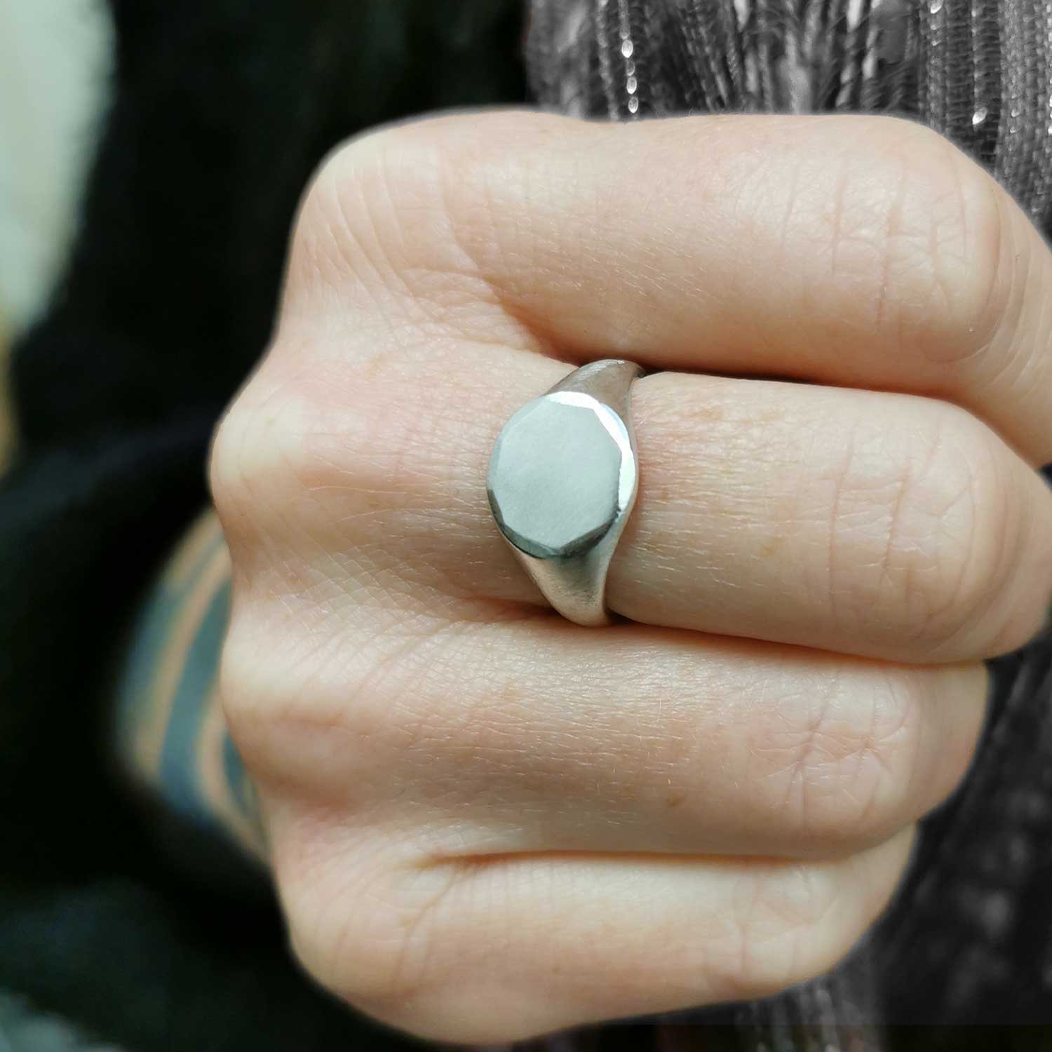 Hammered Silver Signet Ring - Mens Signet Ring - Sterling Signet Ring ...
