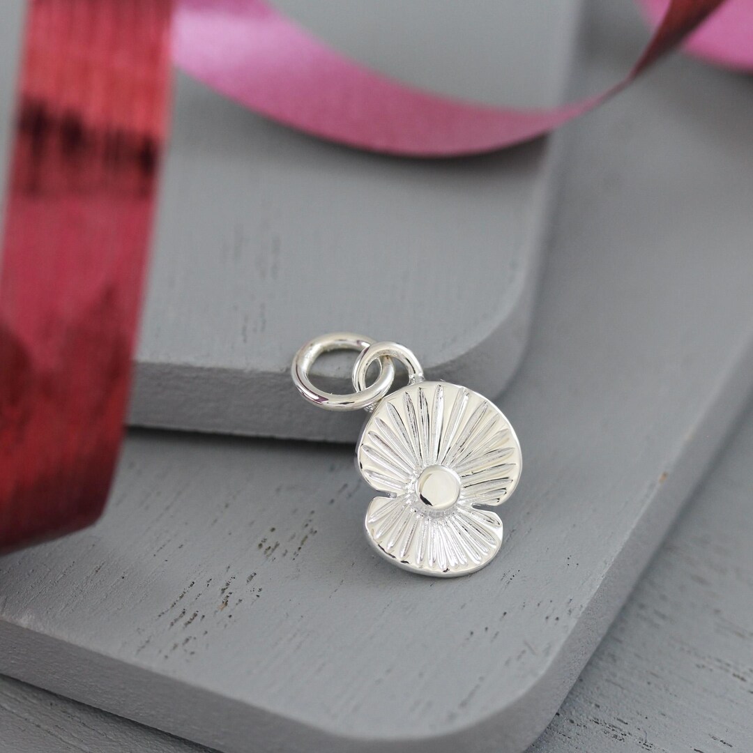 Sterling Silver Poppy Charm Poppy Pendant Silver Poppy Flower Flower ...