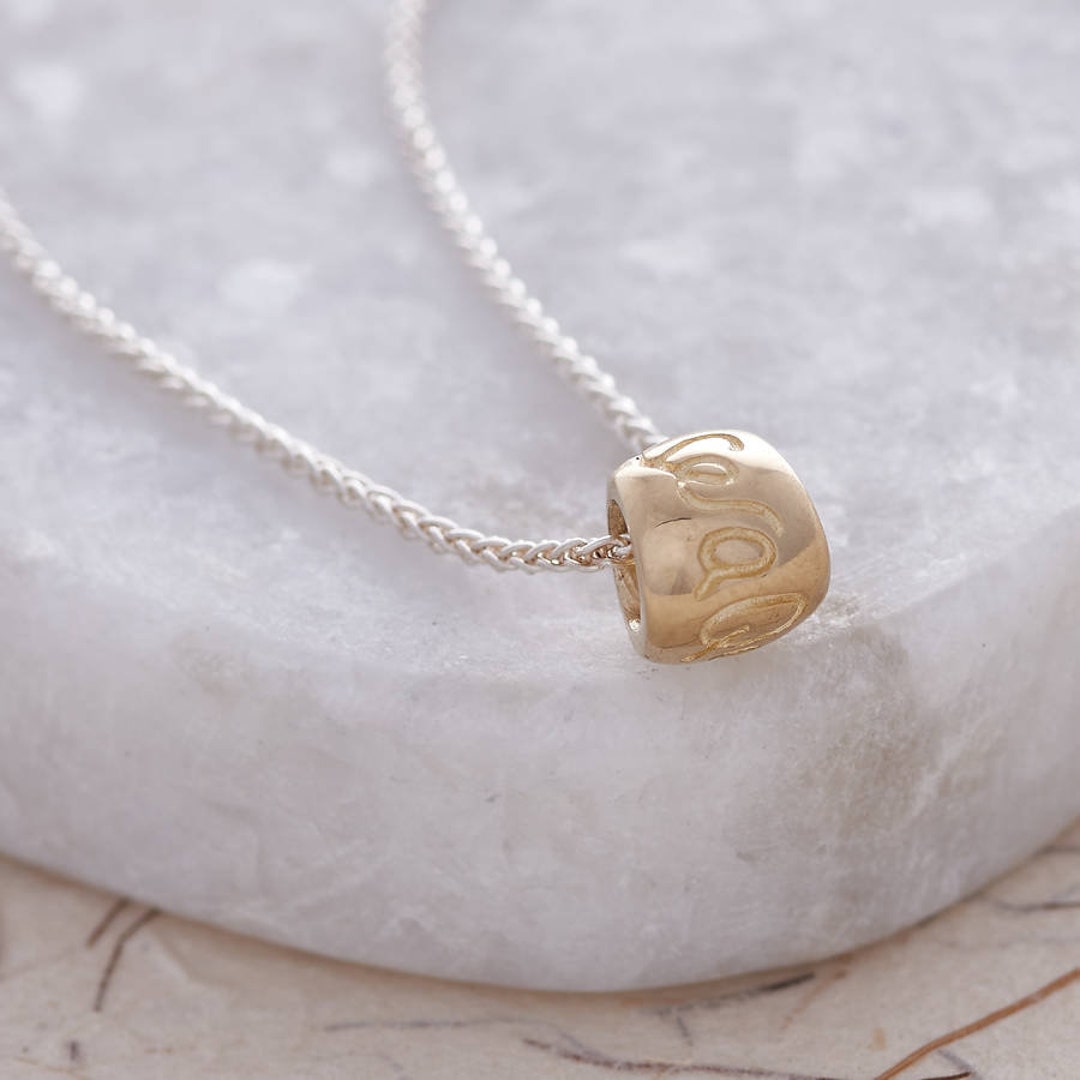 Recycled Gold Worry Bead Pendant: Sterling Silver Chain, "que Sera" - Etsy