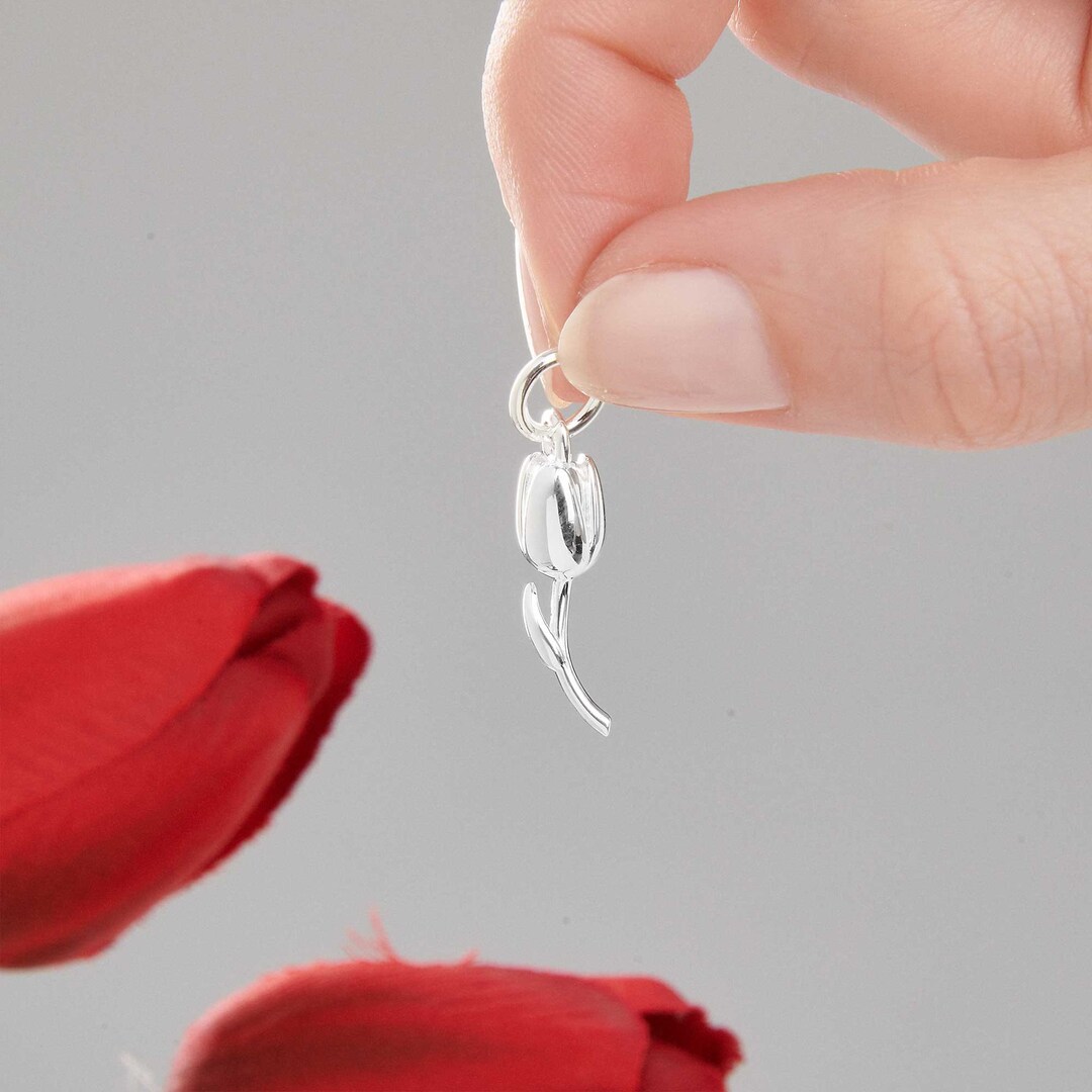 Tulip Sterling Silver Charm: Flower Pendant or Bracelet Charm, Tulip ...