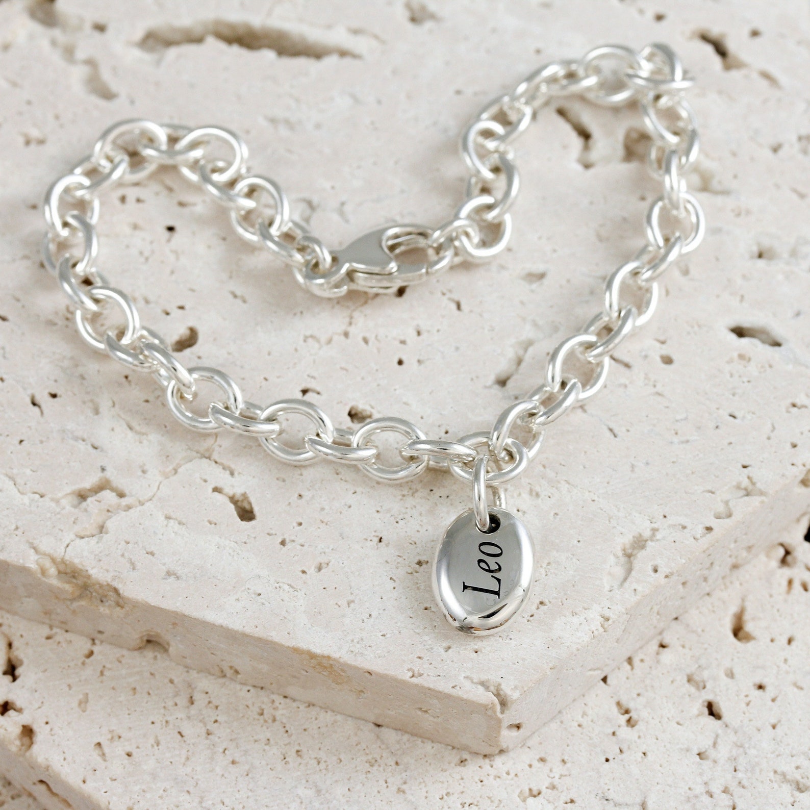Personalised Pebble Charm Bracelet - Adjustable Silver Bracelet ...